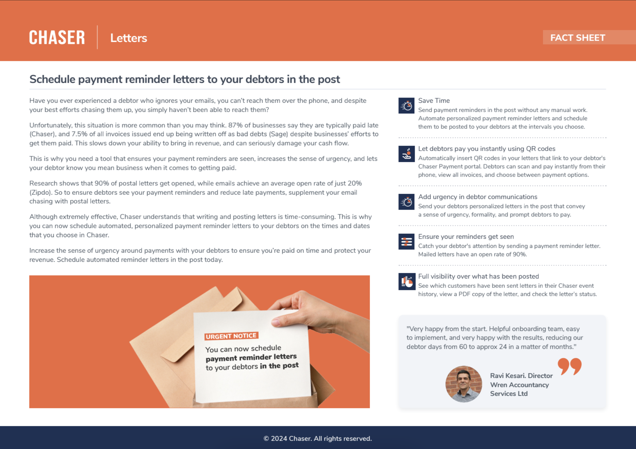 Letters fact sheet | Schedule payment reminder letters to your debtors